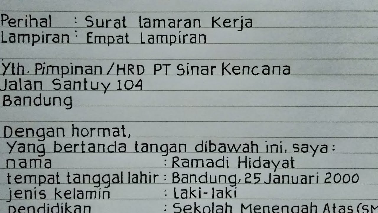 Cara Menulis Surat Lamaran Kerja Tulis Tangan yang Baik dan Benar - Spirit Kawanua News